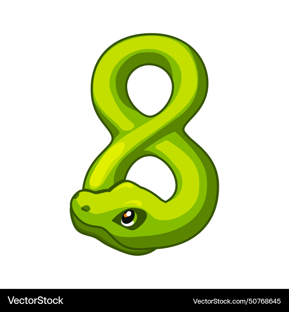 Snake font digit 8 cartoon eight number Royalty Free Vector