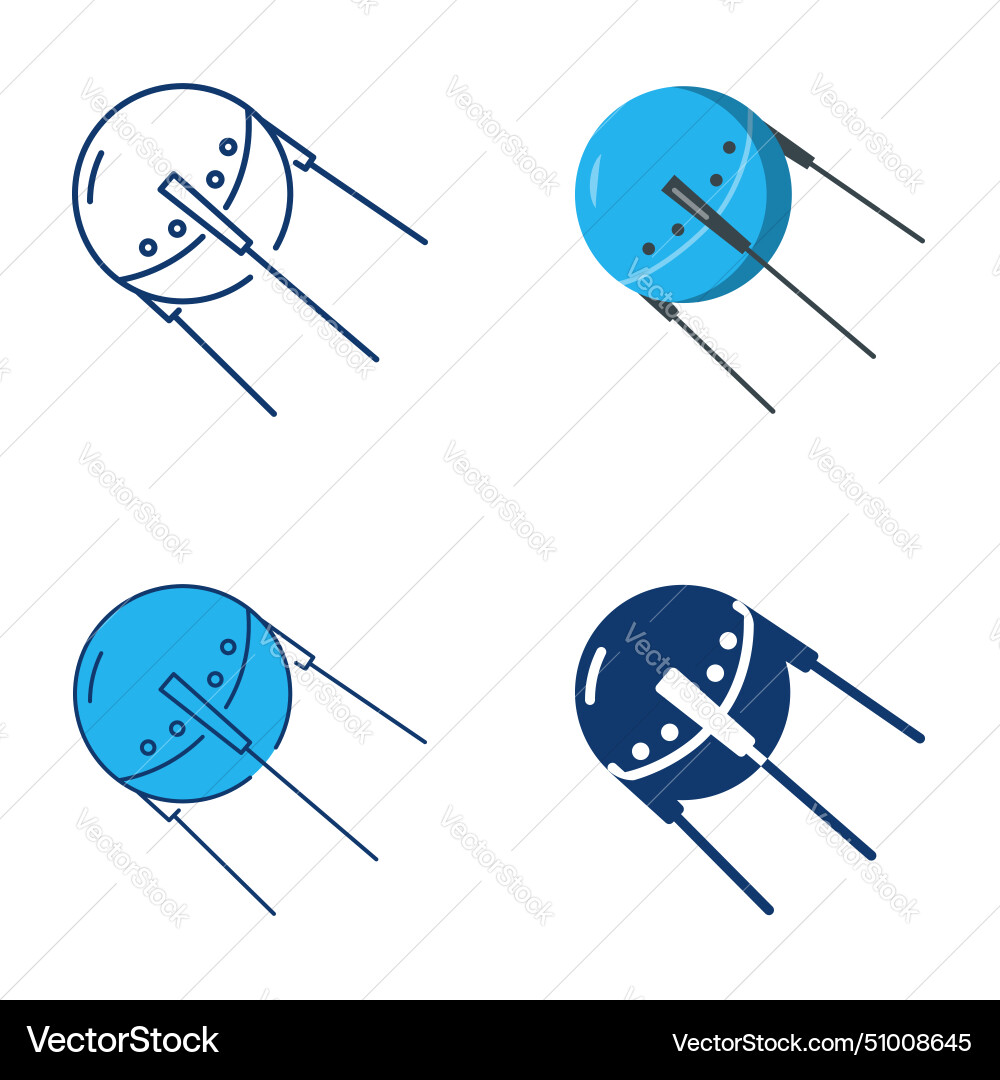Soviet artificial satellite icon set Royalty Free Vector