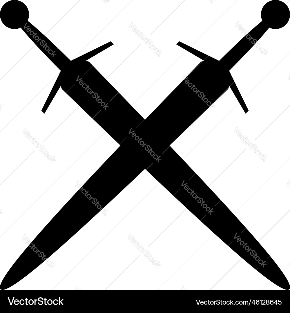 Schwert Silhouette - zwei gekreuzte Schwerter Vektorbild
