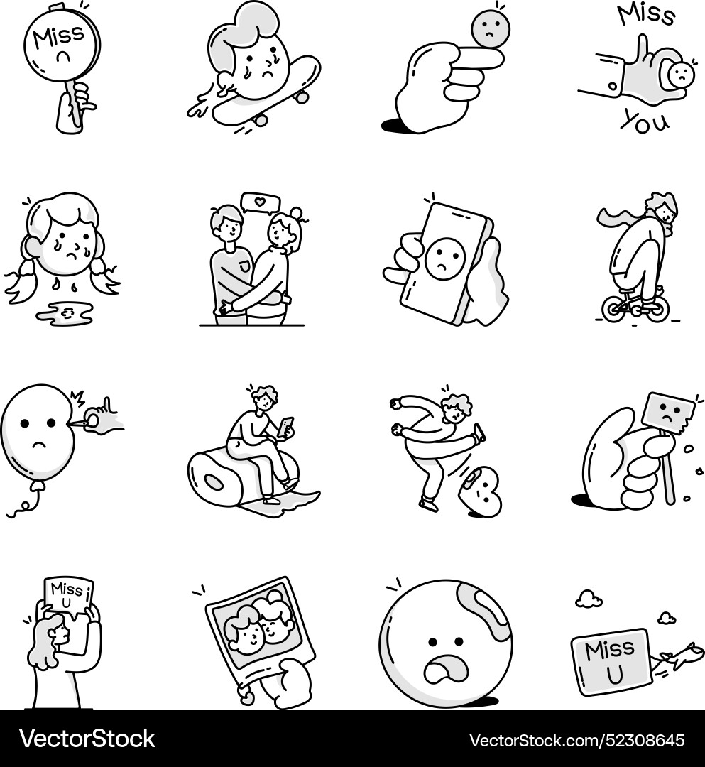 Webmiss you doodle collection with sad and upset c