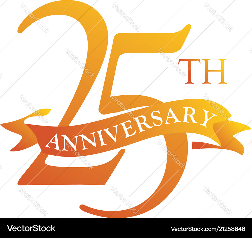 25 ribbon anniversary logo design template Vector Image