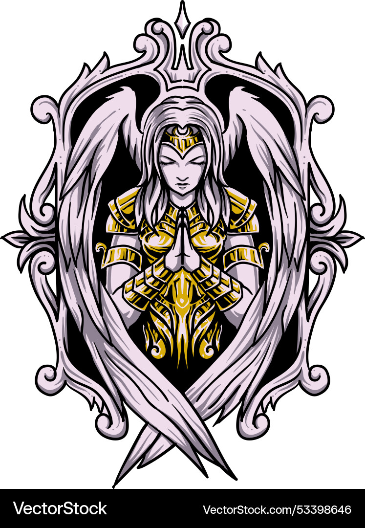 Angel with gold armor classic Royalty Free Vector Image