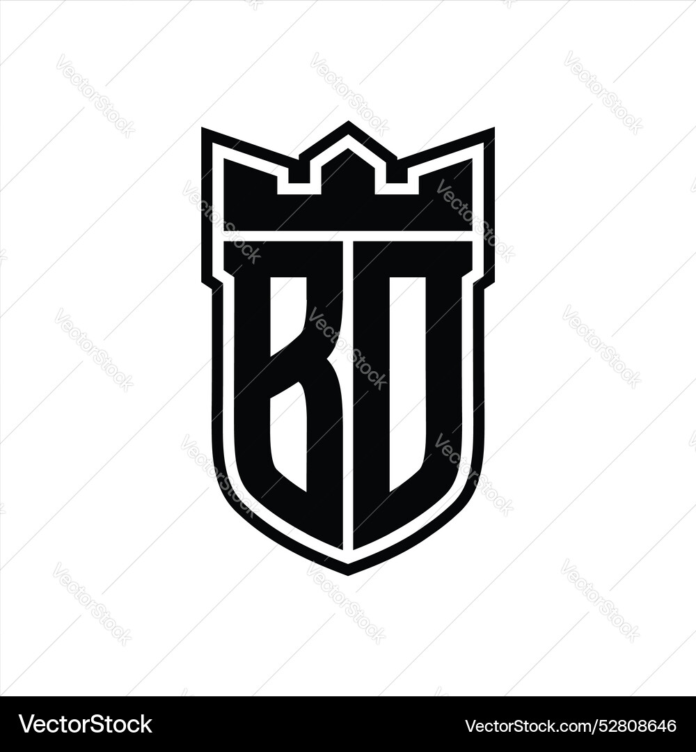 Bd logo shield shape with geometric crown inside Vector Image