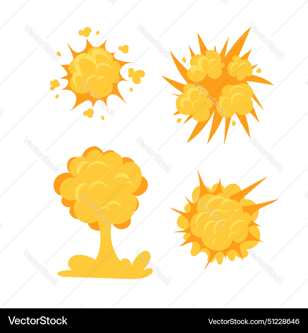 Boom explode effect set explosions collection Vector Image