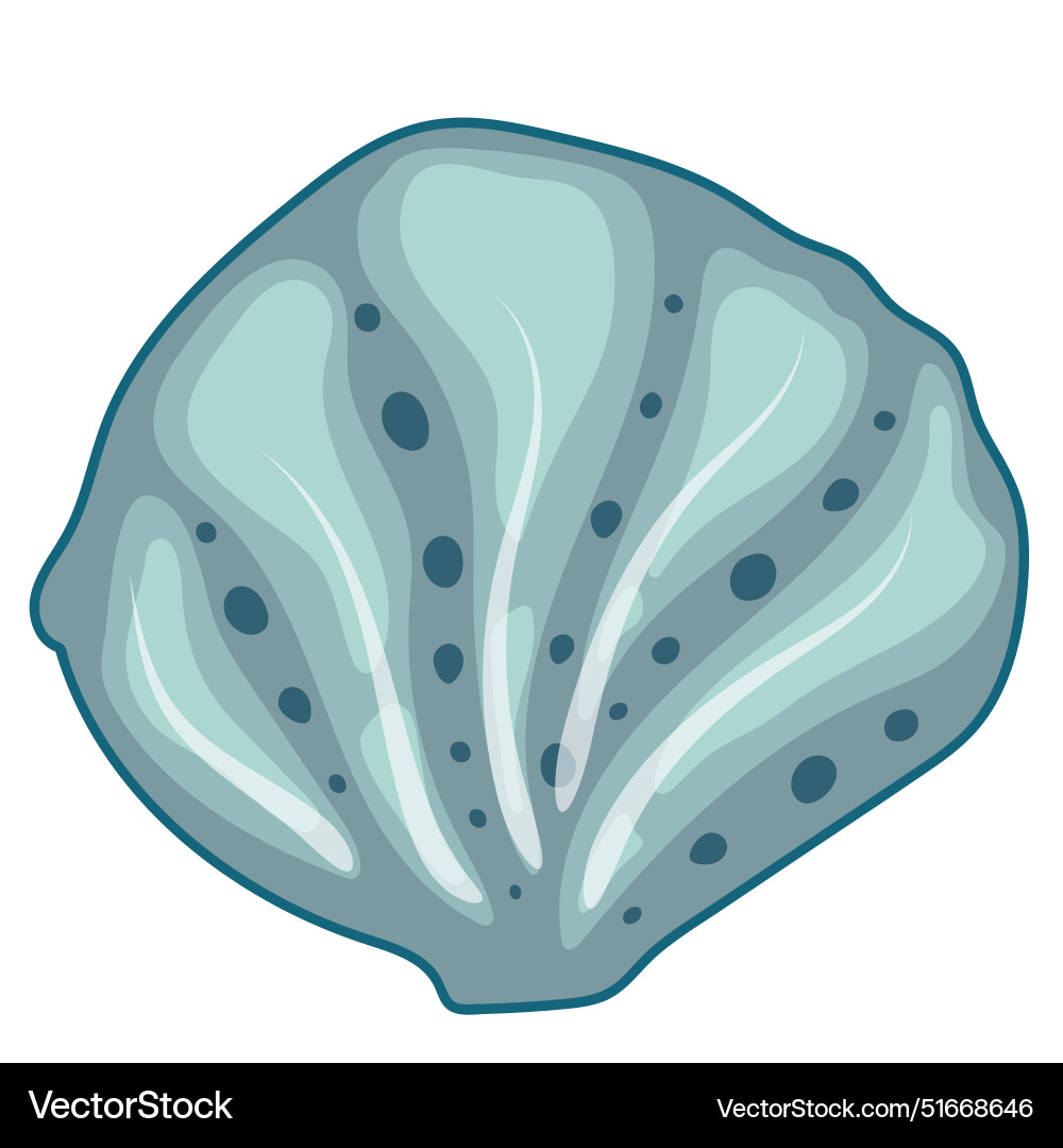 Cartoon cute blue seashell on a white background Vector Image