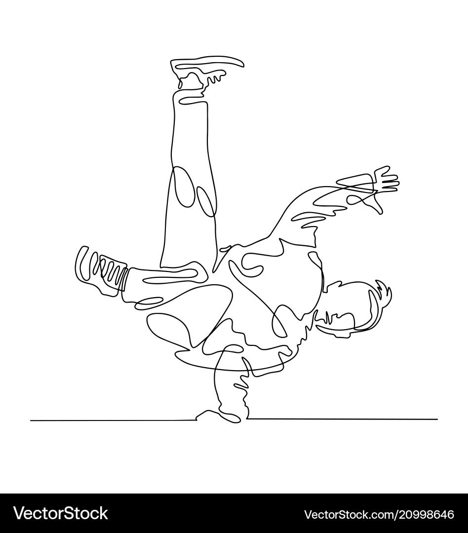 Continuous one line drawing of young guy Vector Image