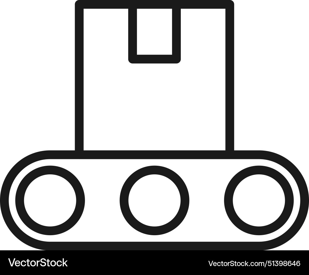 Conveyor belts and sorting machine icon packaging Vector Image
