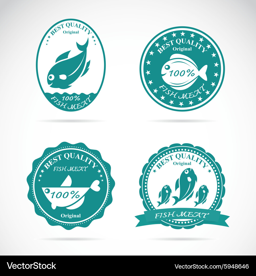Fish labels Royalty Free Vector Image - VectorStock