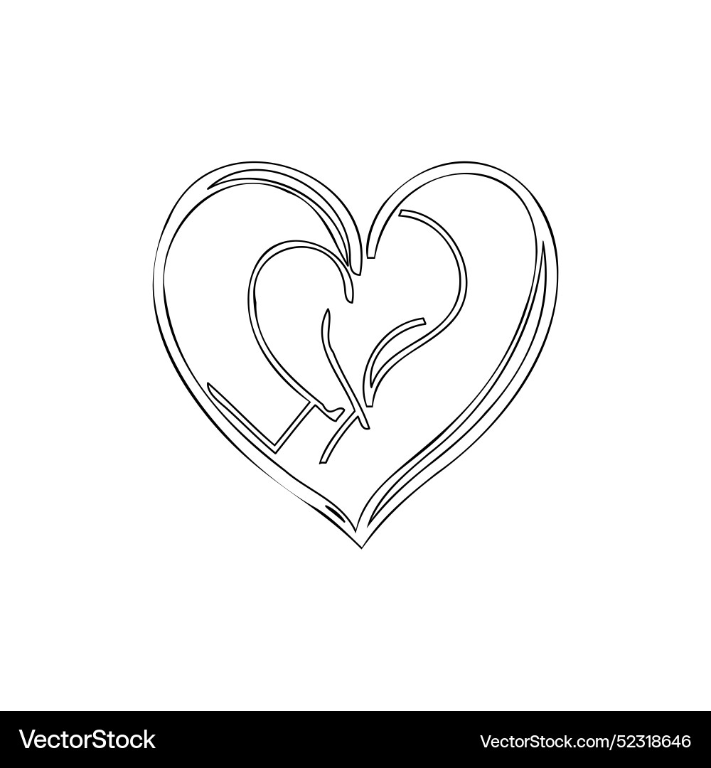Love valentine outline sketch Royalty Free Vector Image