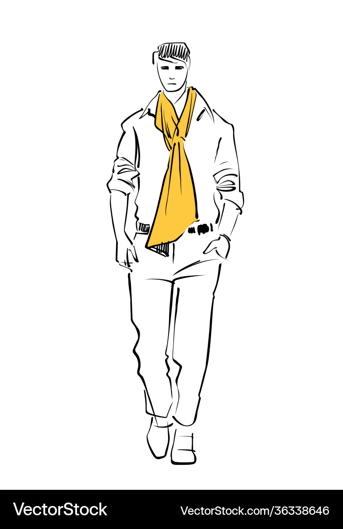 Male model runway walk Royalty Free Vector Image