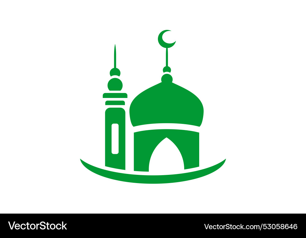 Modern green islamic mosque logo icon Royalty Free Vector