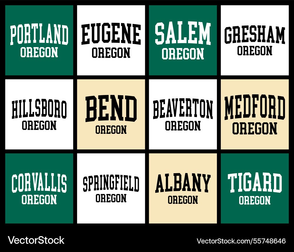 Oregon cities by population t shirt bundle Vector Image