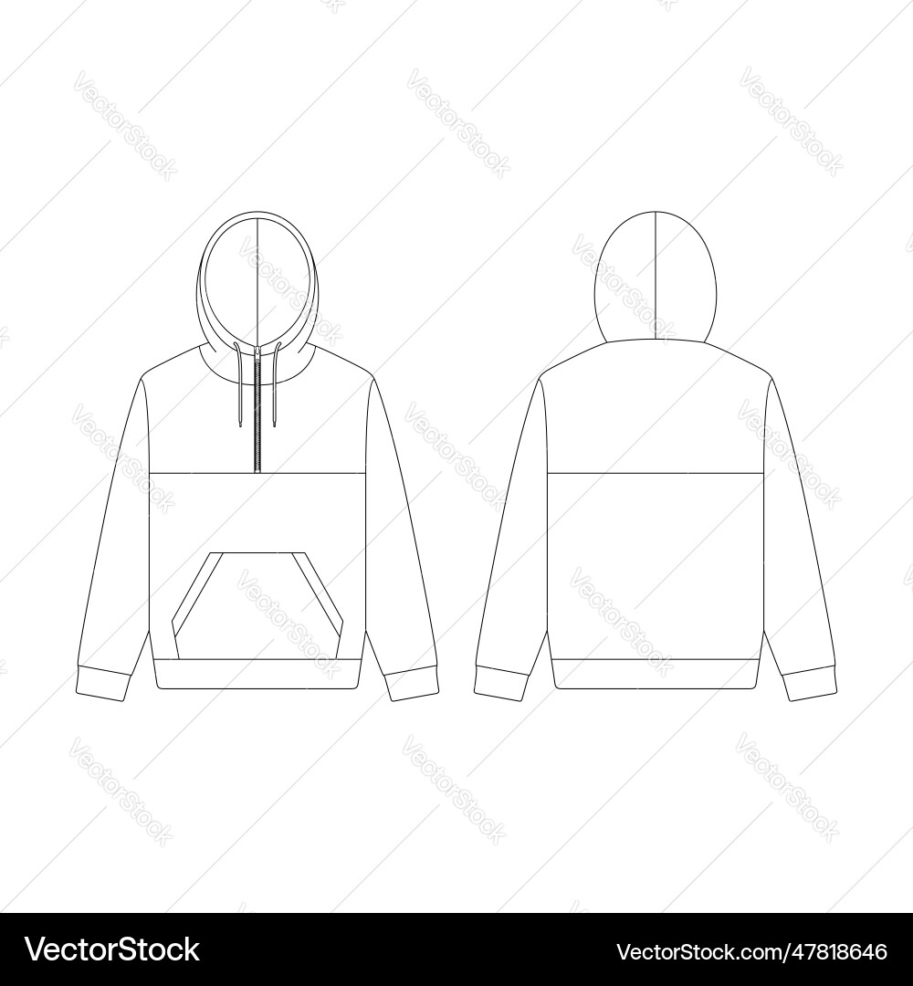 Template half zip hoodie flat design outline Vector Image