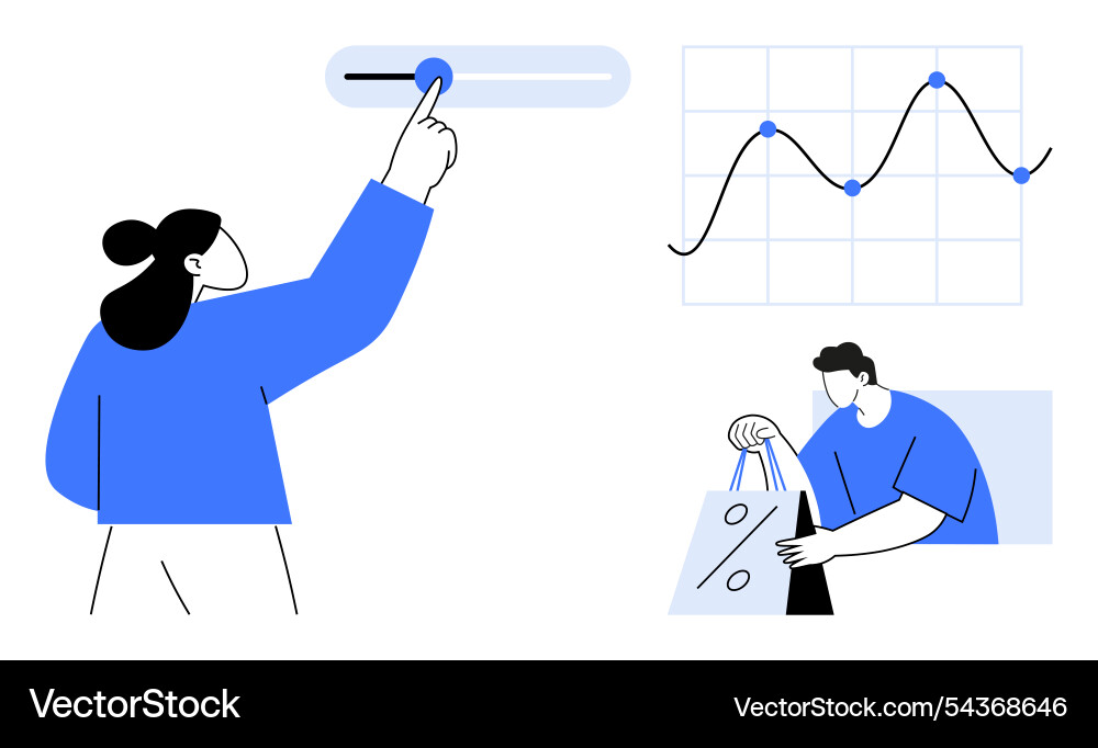 User Interaction With Digital Interface And Data Vector Image