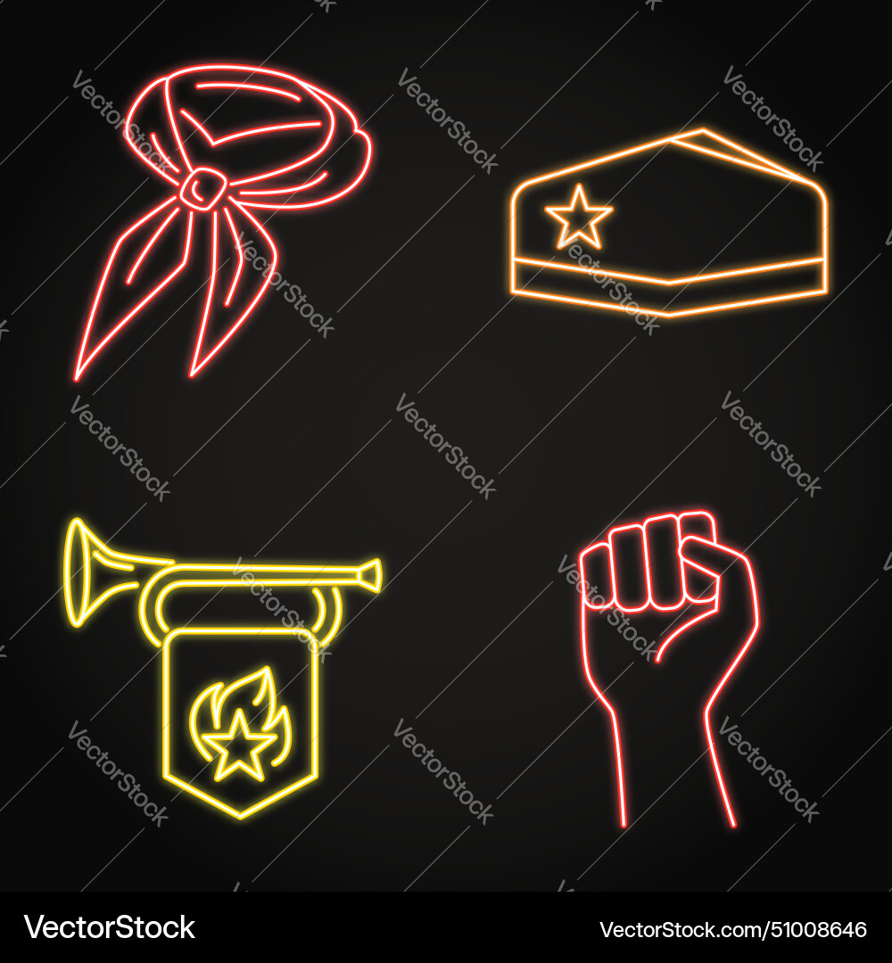 Ussr symbols neon icon set Royalty Free Vector Image