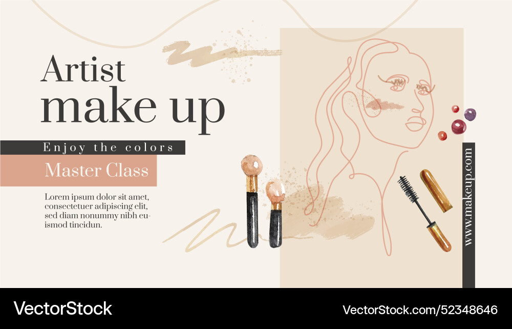 Watercolor makeup artist youtube thumbnail Vector Image