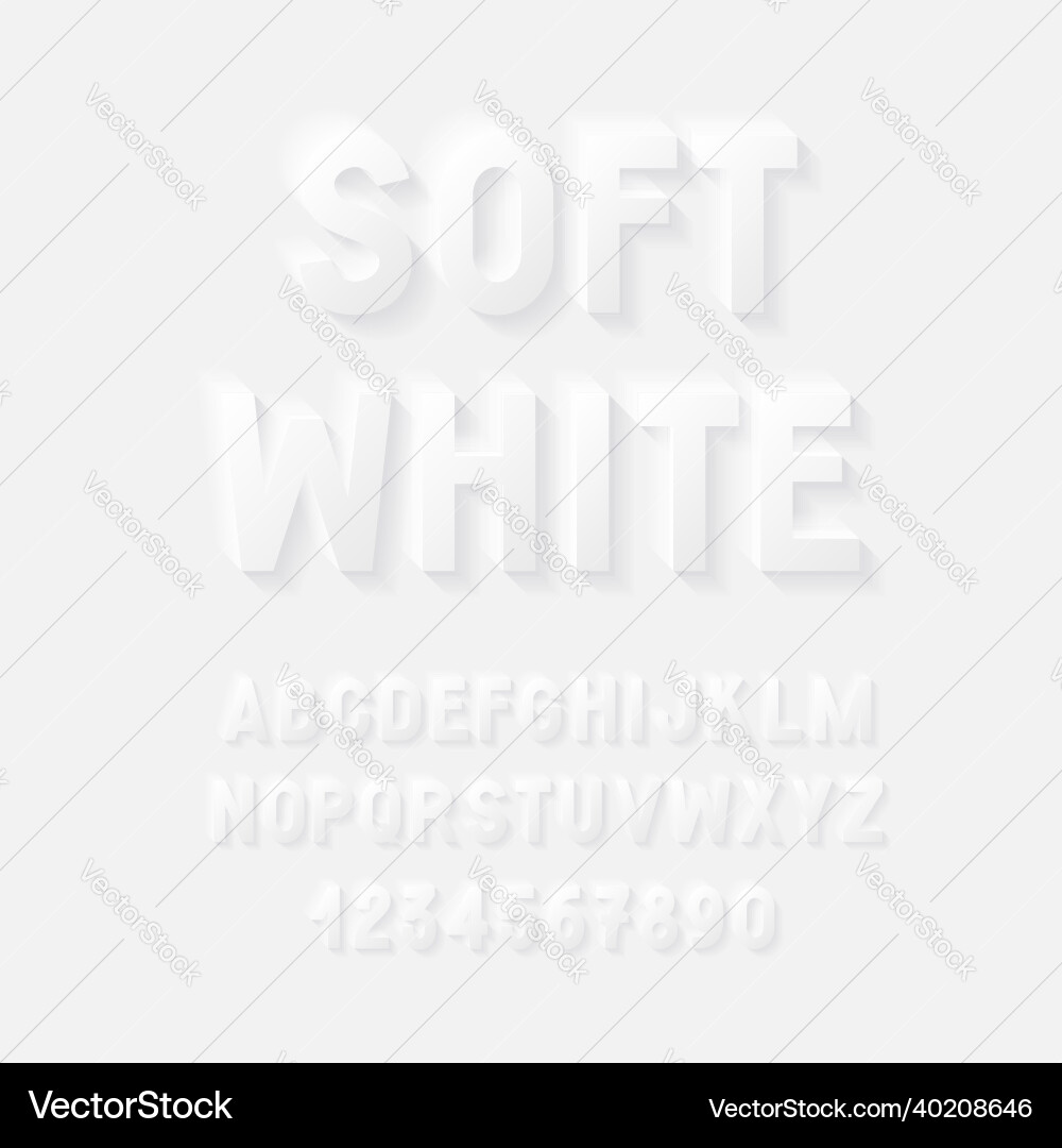 White font english letters and numbers Royalty Free Vector