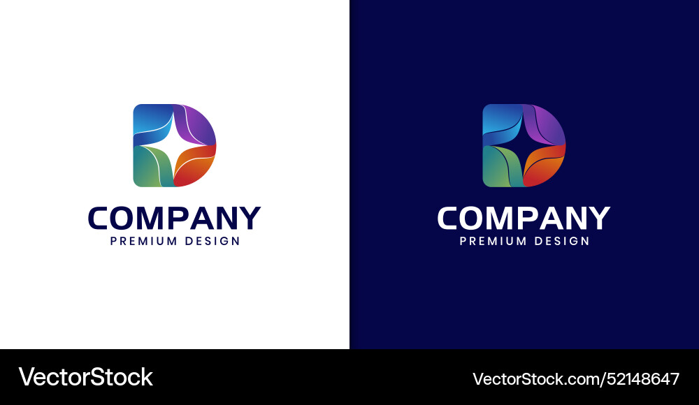 Abstract vibrant letter d shine identity logo Vector Image