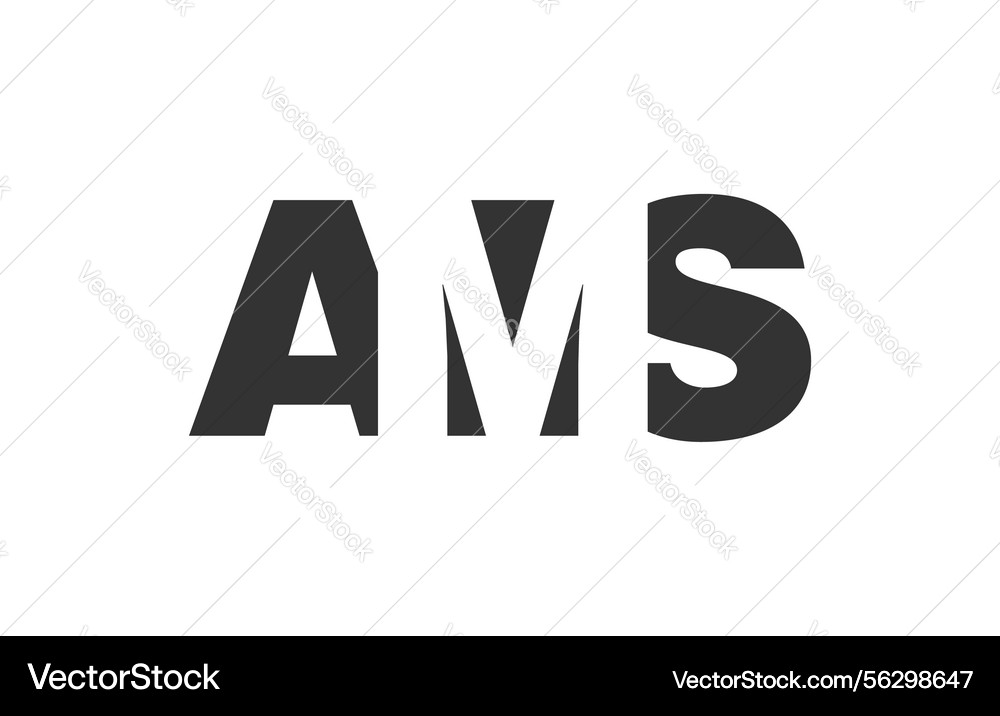 Ams logo design initial letter a m s bold font Vector Image