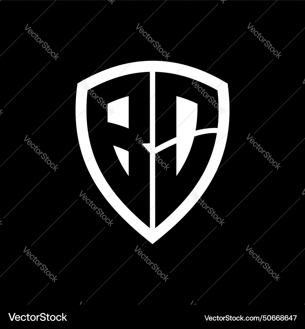 Bo monogram logo with bold letters shield shape Vector Image
