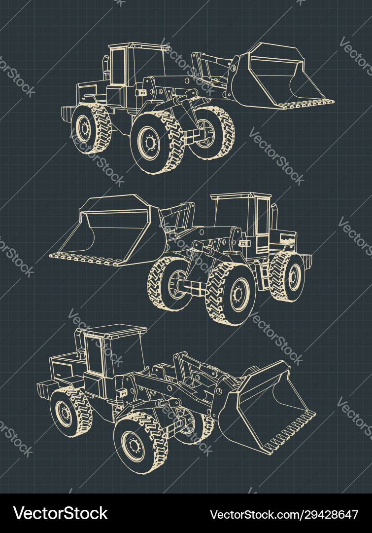 Heavy loader blueprints Royalty Free Vector Image