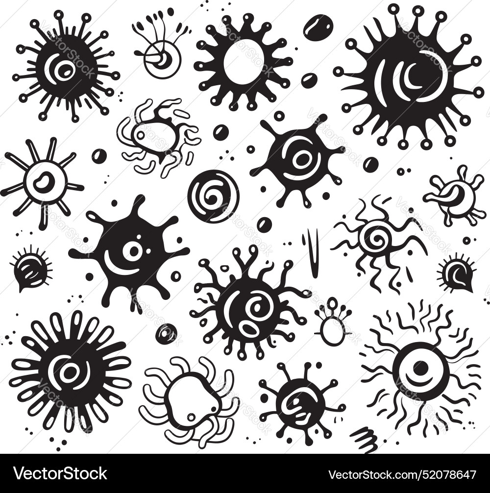 Infectious innovations bacteria and virus emblem Vector Image