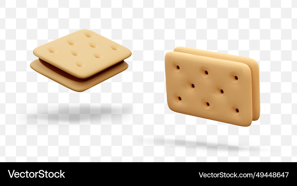 Rectangular realistic cookie sandwich crispy Vector Image
