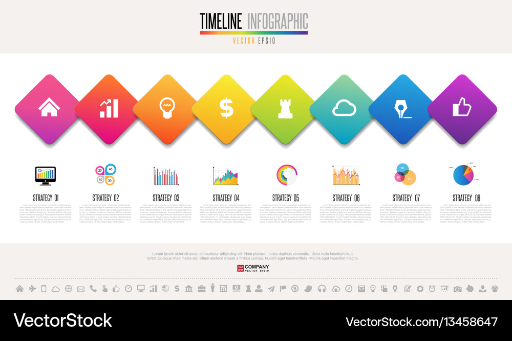 Timeline infographics design template Royalty Free Vector