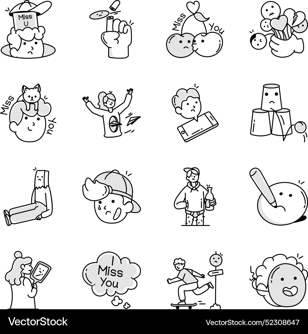 Webcute doodle collection of cheering up sad chara