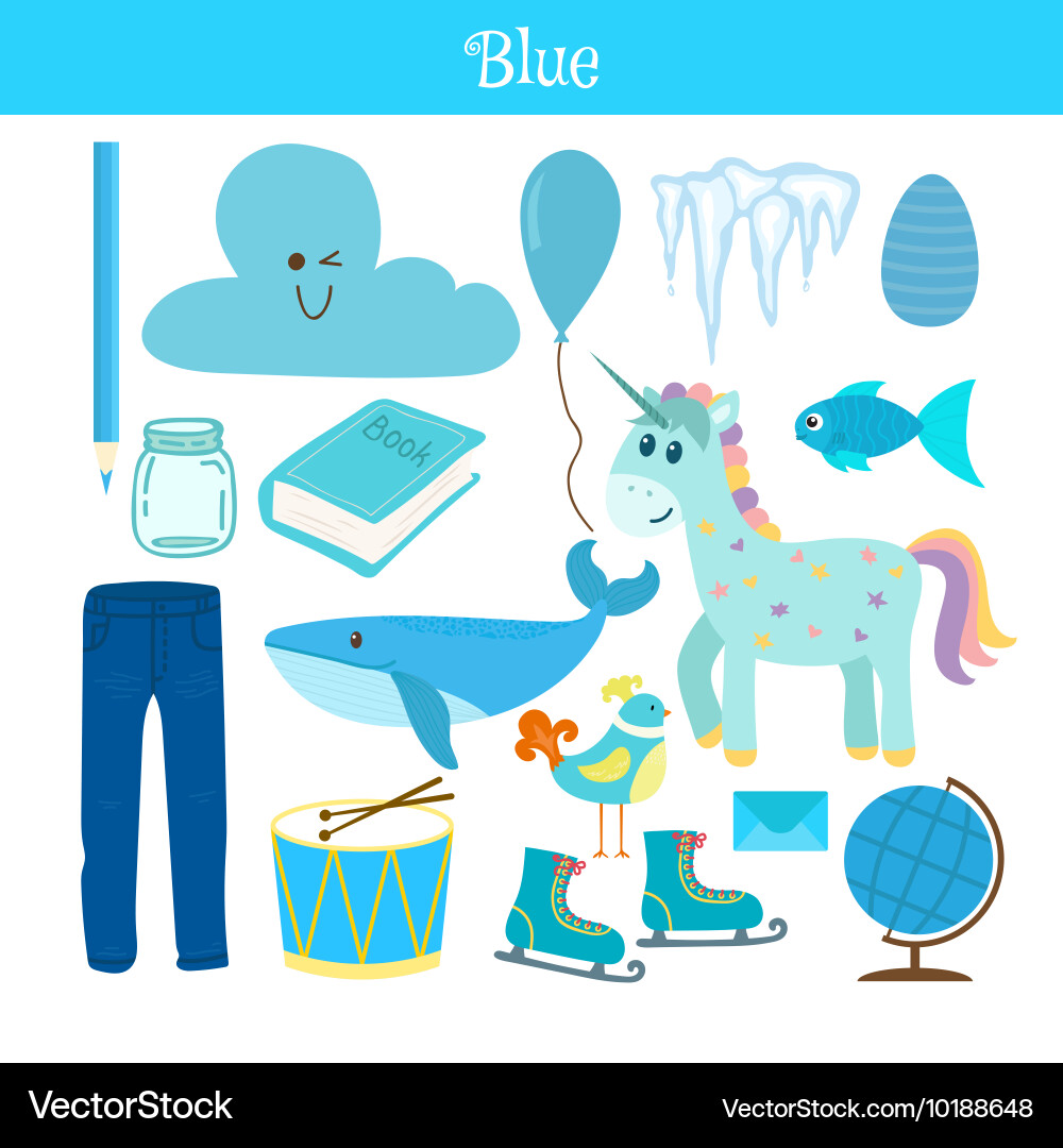Blue learn the color education set of primary Vector Image