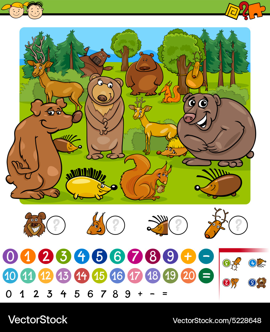 Counting animals cartoon game Royalty Free Vector Image