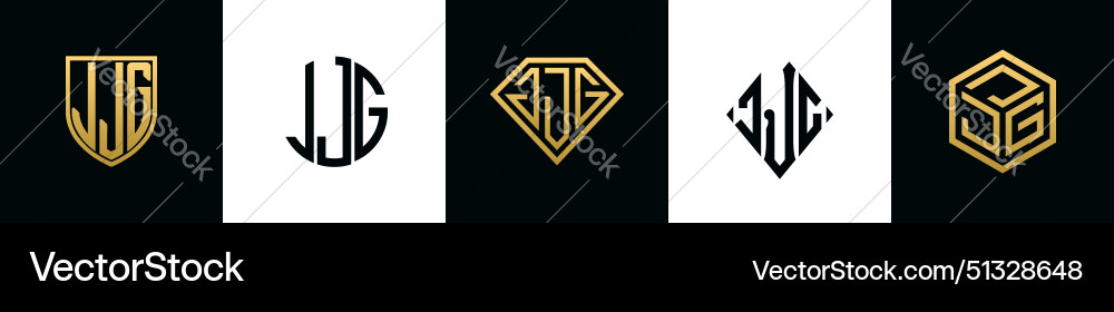 Initial letters jjg logo designs bundle Royalty Free Vector