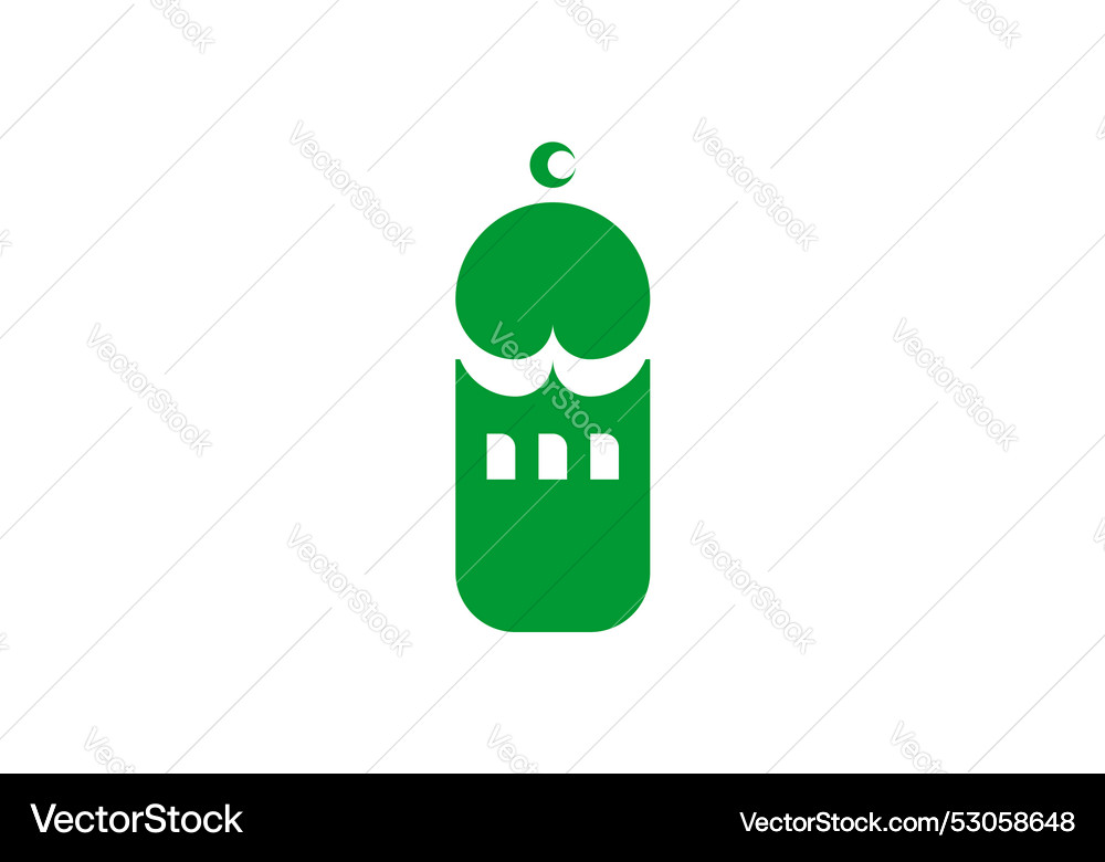Modern green islamic mosque logo icon Royalty Free Vector