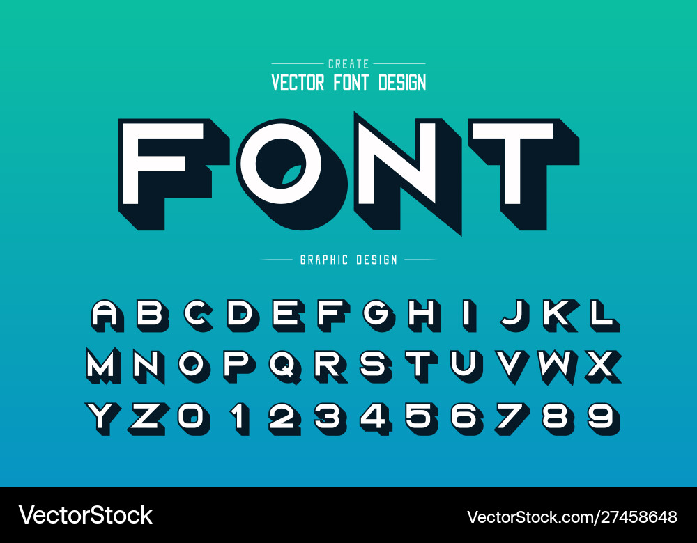 Shadow font bold alphabet and number design Vector Image
