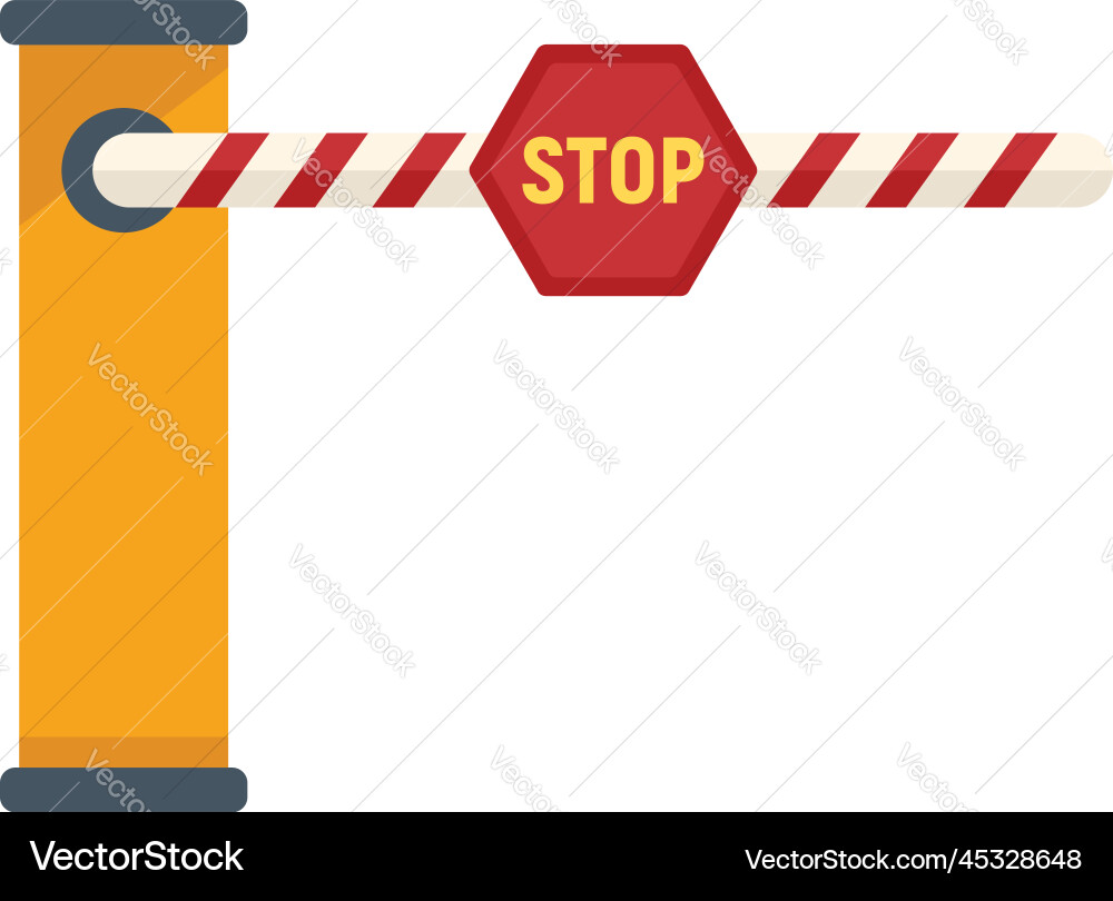 Stop barrier icon flat safety traffic Royalty Free Vector