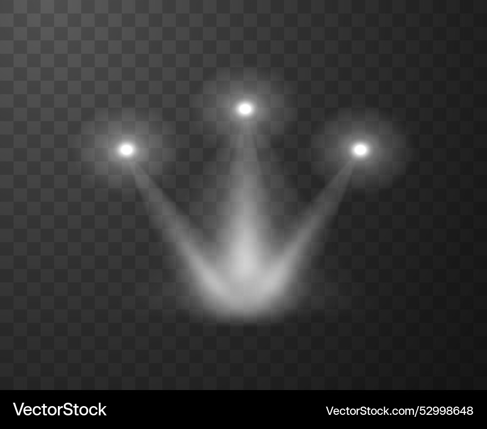Triple spotlight effect on transparent Royalty Free Vector