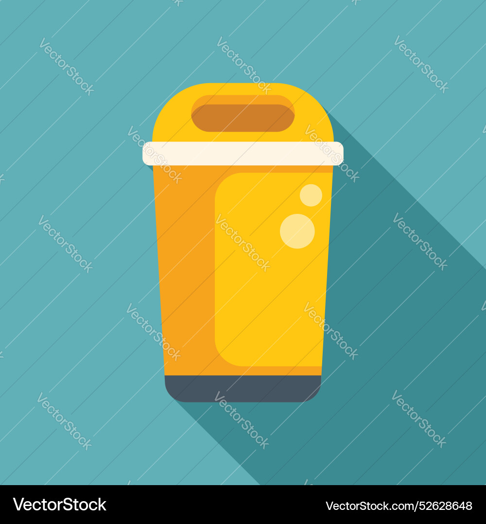 Yellow trash can standing on blue background Vector Image