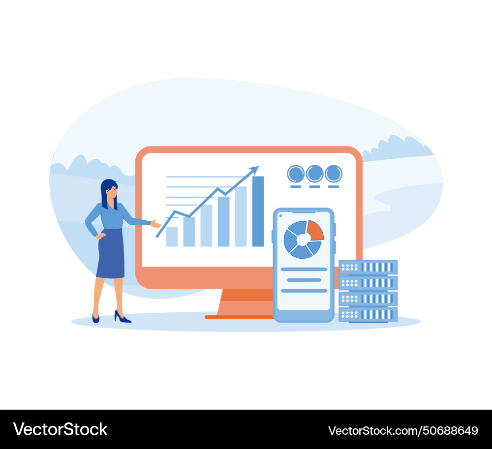 Big data and cloud computing businesswoman using Vector Image
