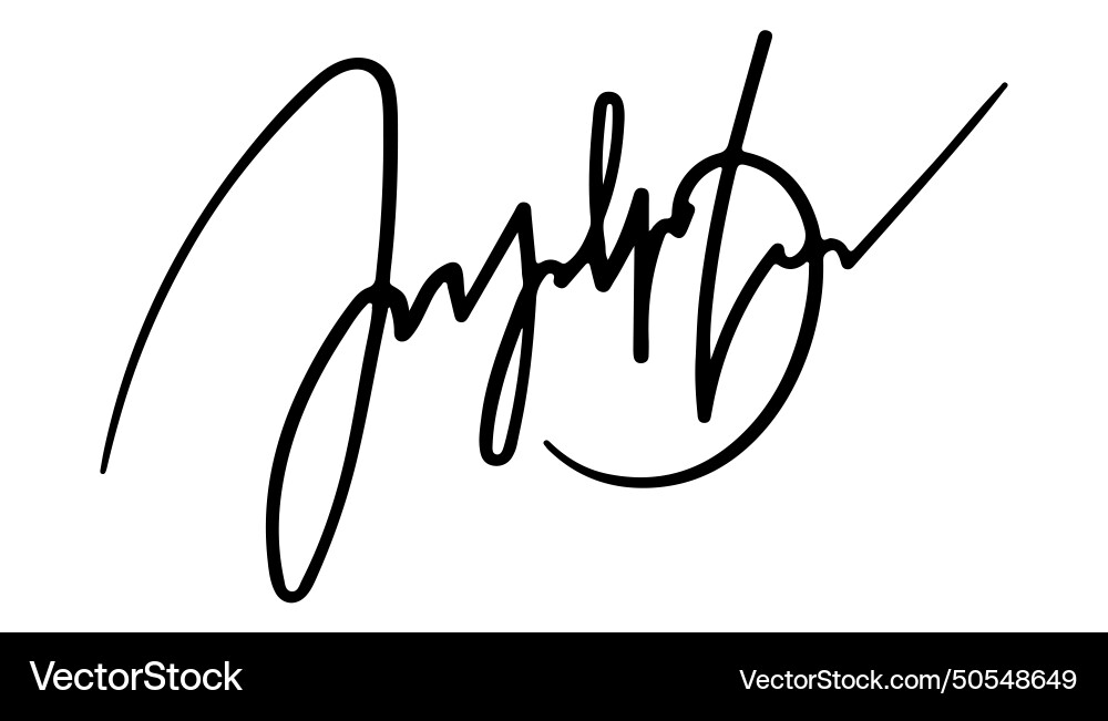Black signature fake hand drawn Royalty Free Vector Image