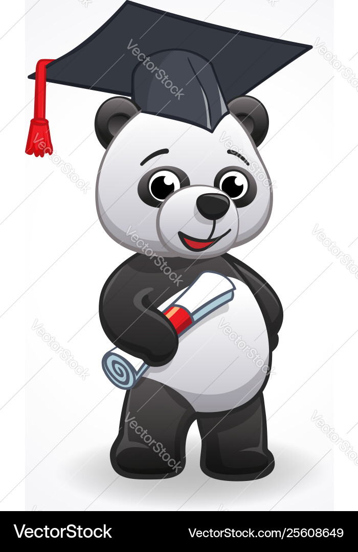 Cartoon panda graduating Royalty Free Vector Image