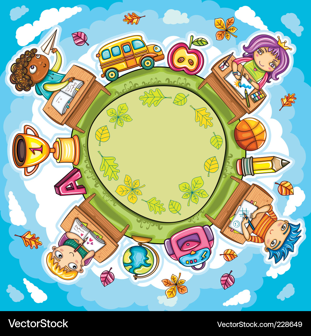 Cute School Children Card Royalty Free Vector Image