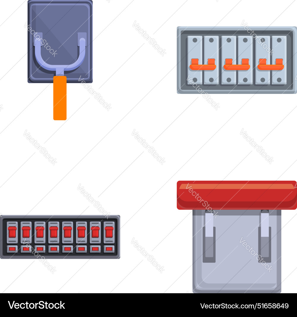 Electrical panel icons set cartoon Royalty Free Vector Image