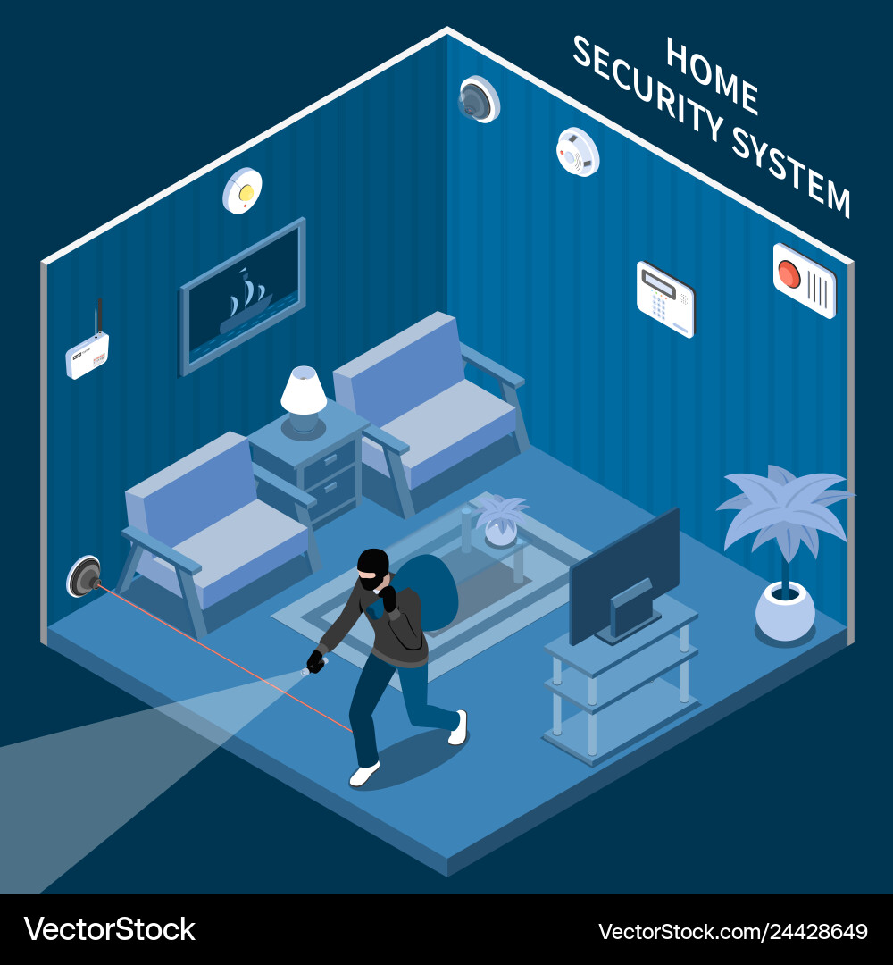 Home Security Isometric Scene Royalty Free Vector Image