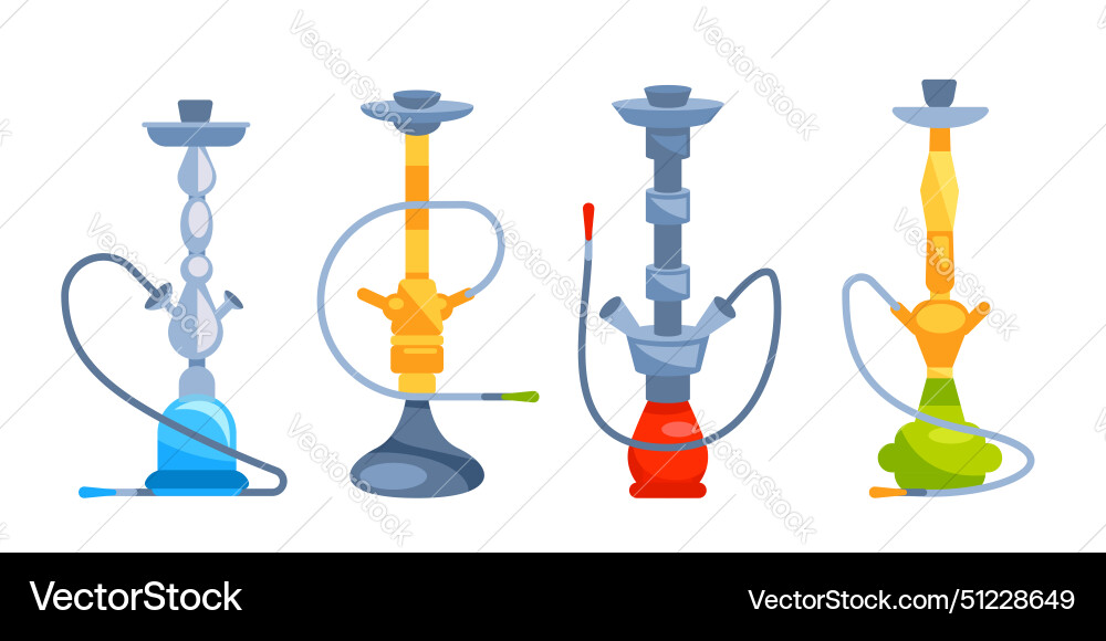 Hookah set glass arabic hookahs collection Vector Image