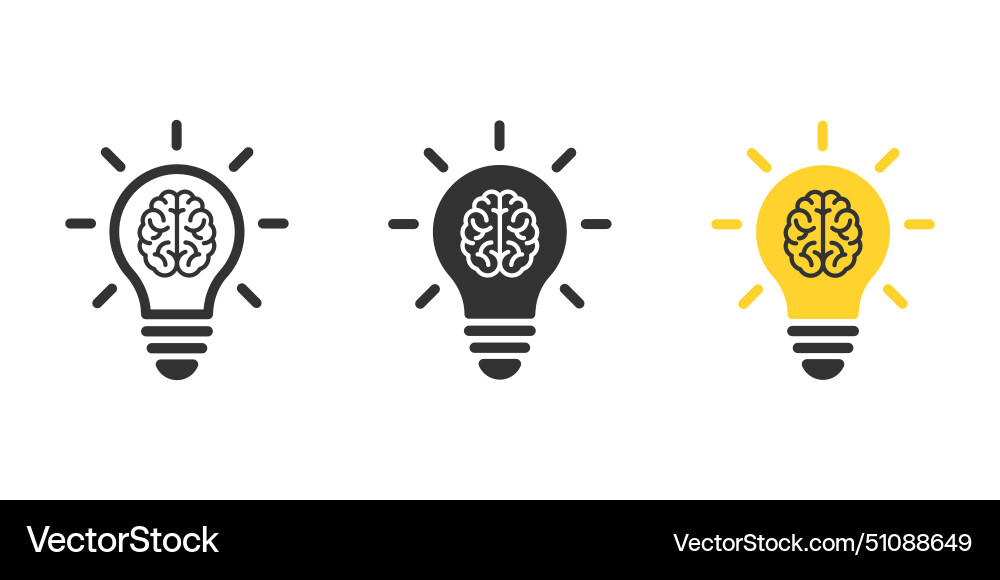 Light bulb and brain icon Royalty Free Vector Image