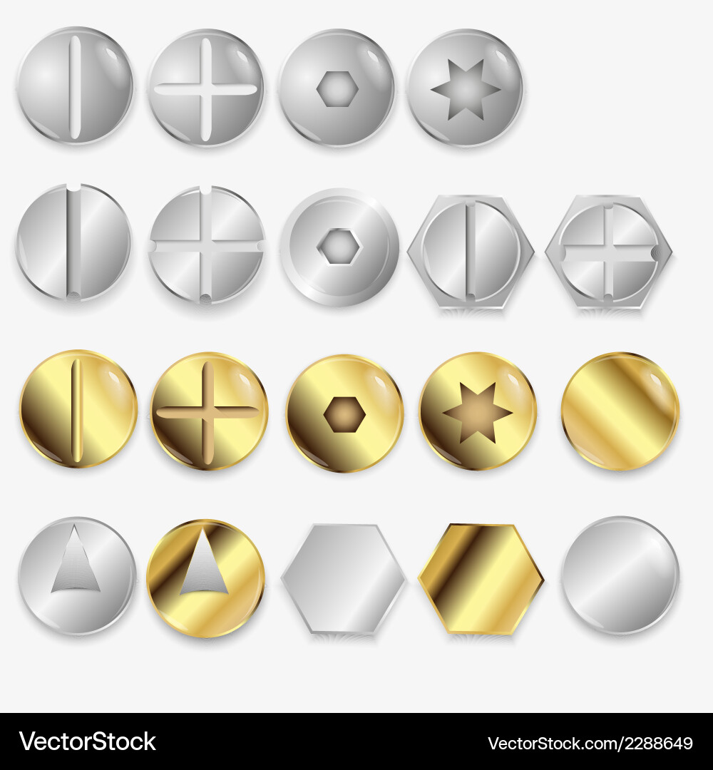 Metal Bolts and Screws Collection Royalty Free Vector Image
