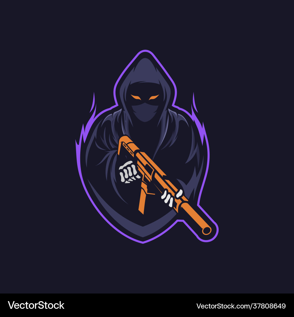 Reaper soldier mascot esport logo Royalty Free Vector Image
