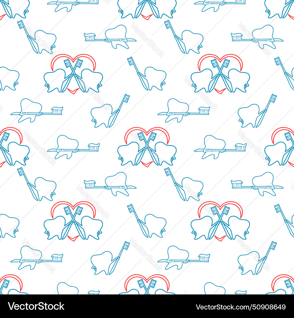 Seamless pattern with teeth toothbrushes Vector Image