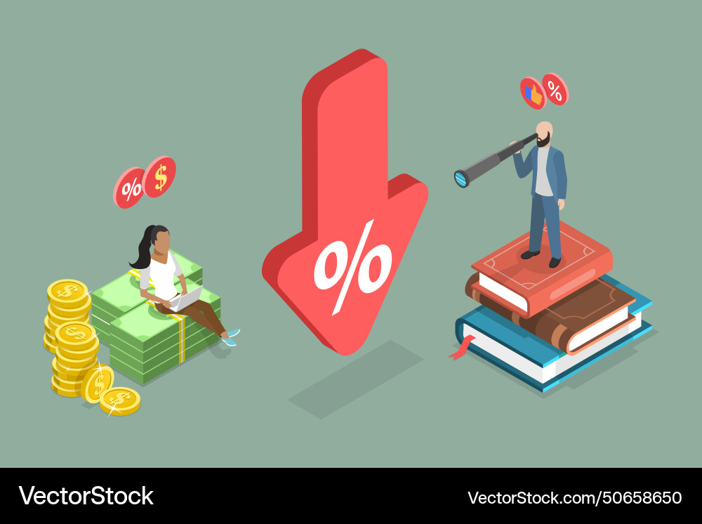 3d isometric flat of cost Royalty Free Vector Image