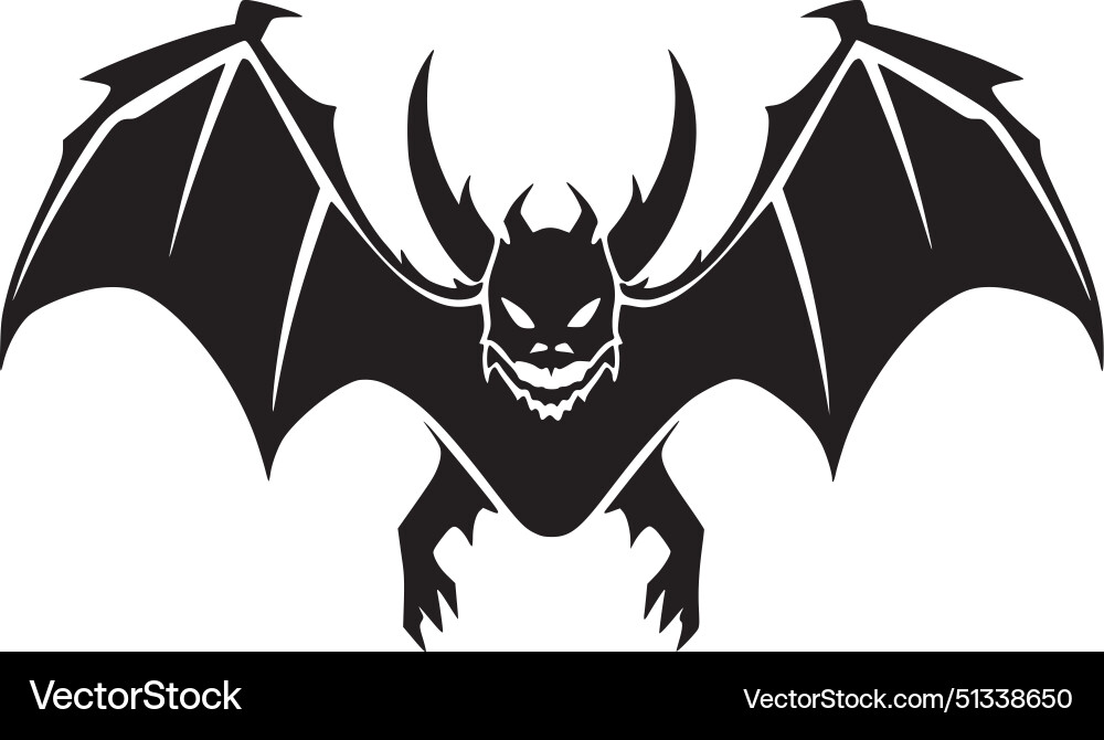 Bat - black and white Royalty Free Vector Image